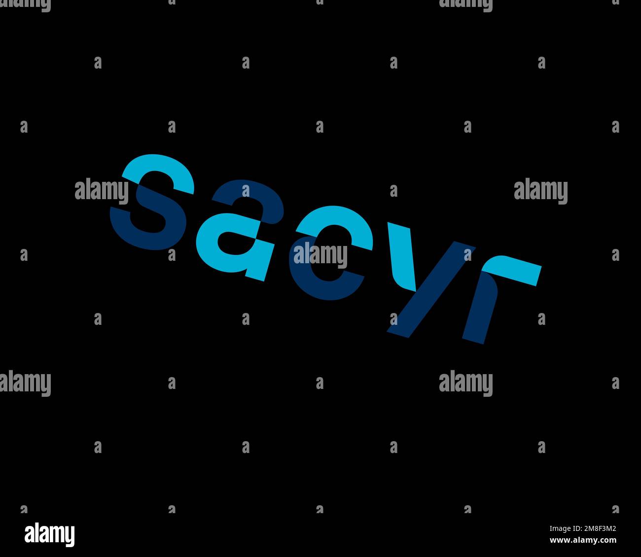 Sacyr, rotated logo, black background B Stock Photo - Alamy