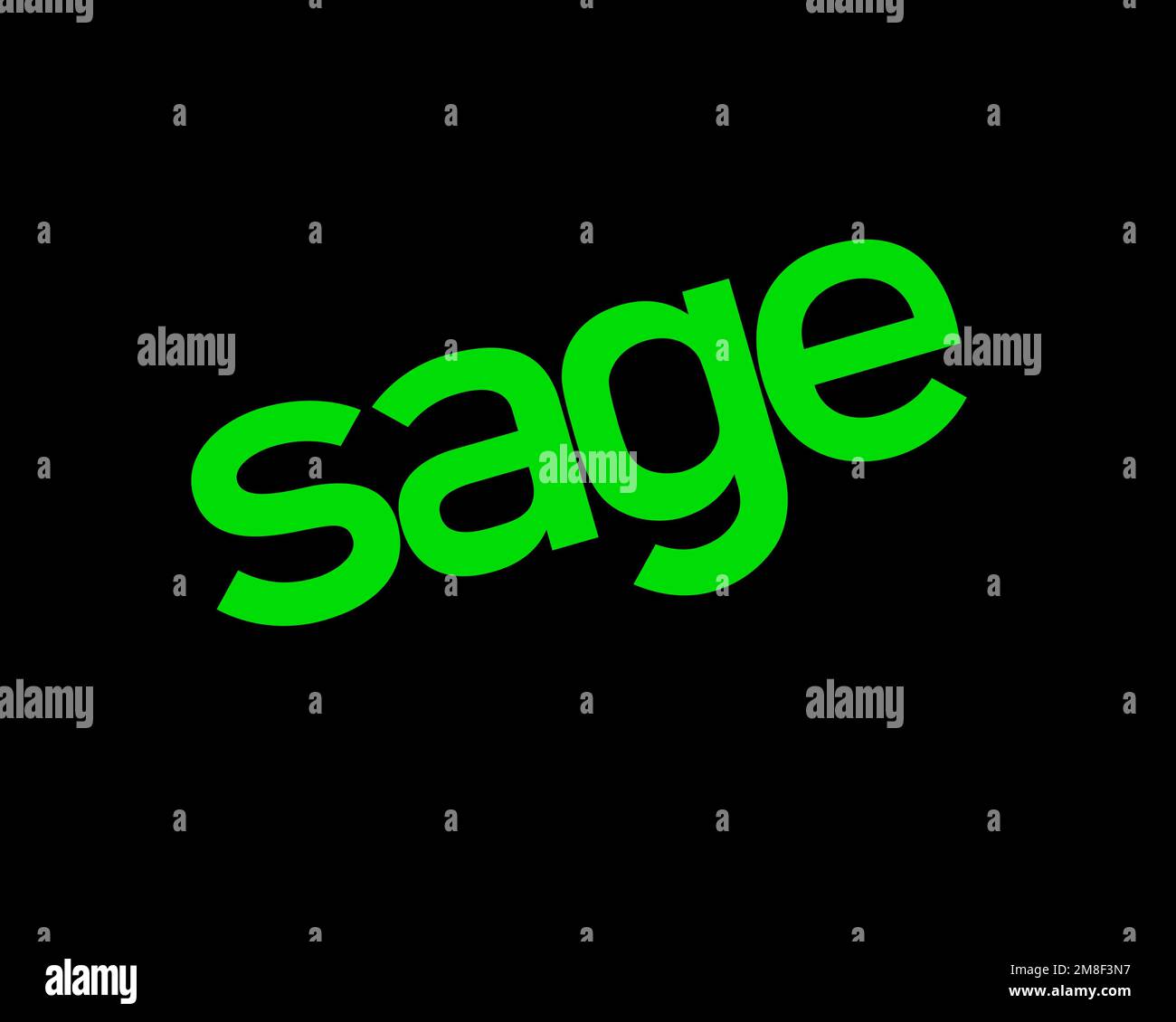 Sage Group, rotated logo, black background Stock Photo - Alamy