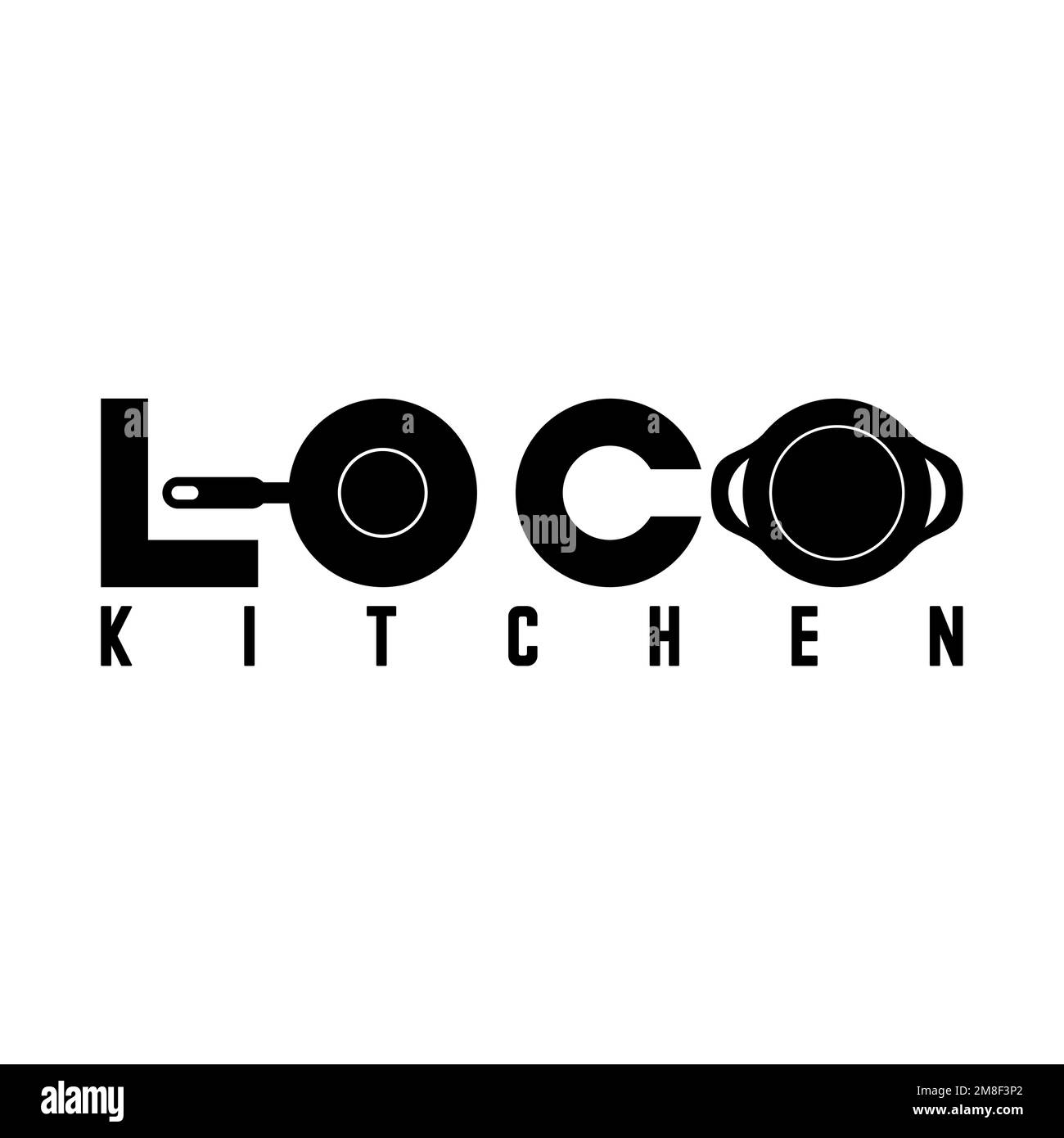 simple letter or word LOCO text sans serif with 2 pans on O font image ...