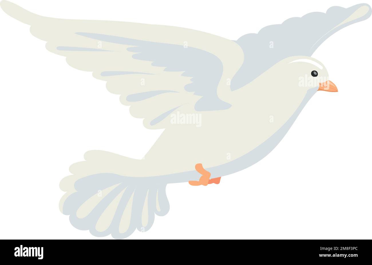 Bird flight icon. White dove in motion. Cartoon pigeon isolated on ...