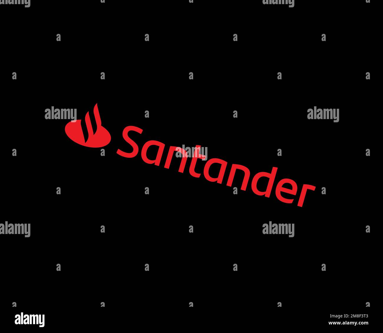 Santander Bank, rotated logo, black background B Stock Photo - Alamy