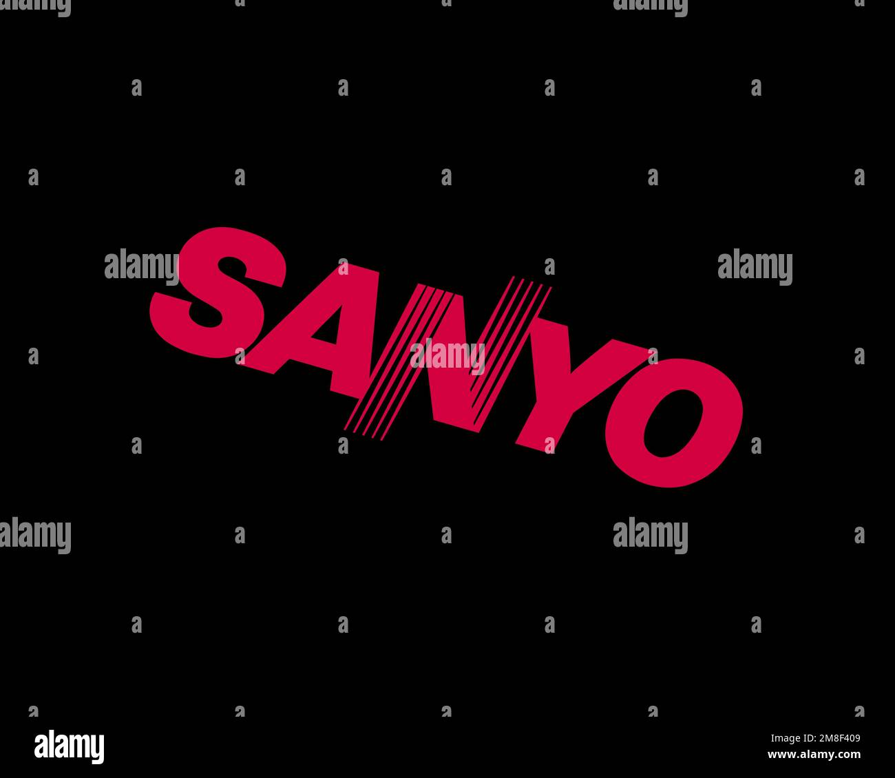 Sanyo, rotated logo, black background B Stock Photo - Alamy