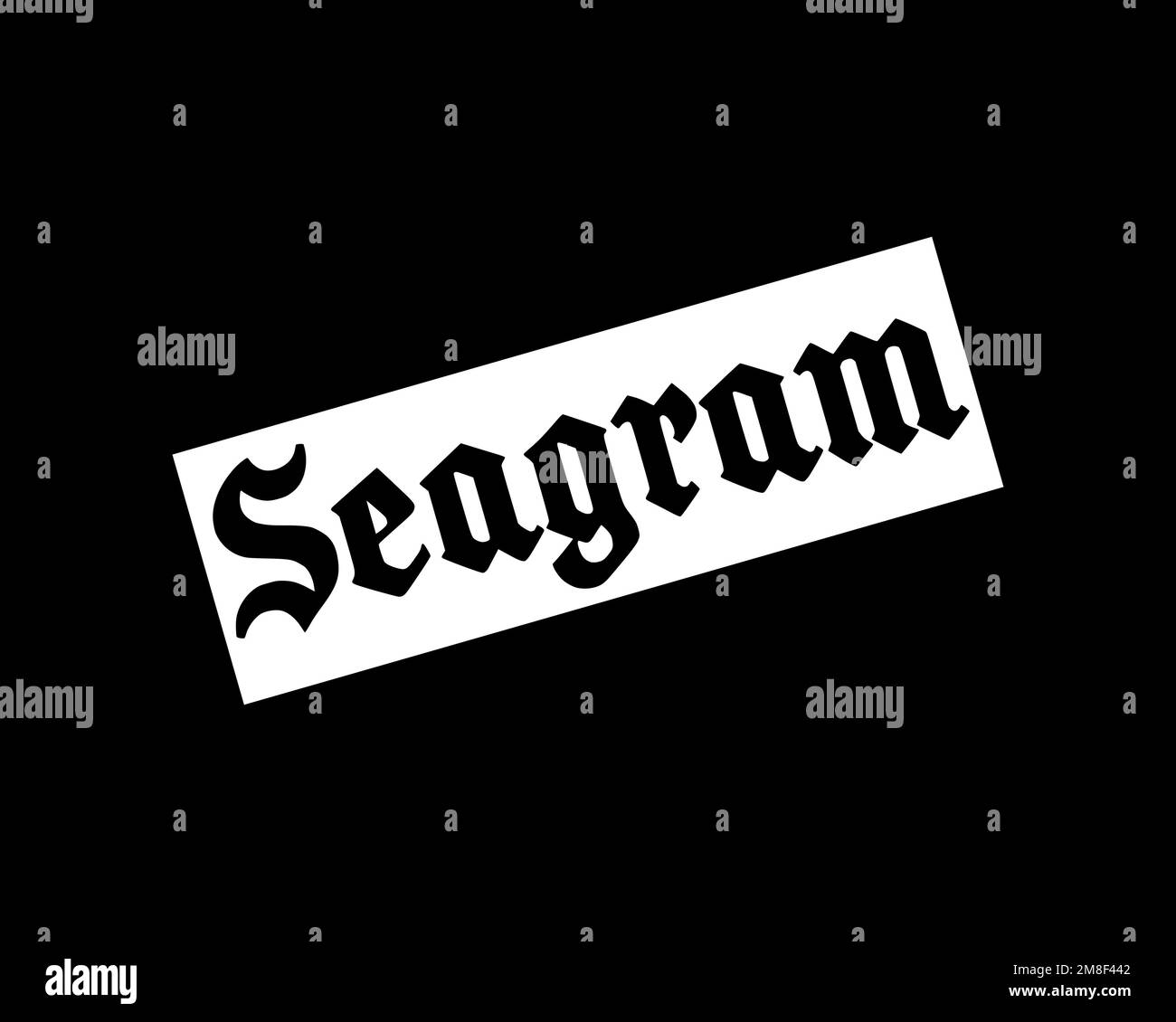 Seagram, rotated logo, black background Stock Photo - Alamy