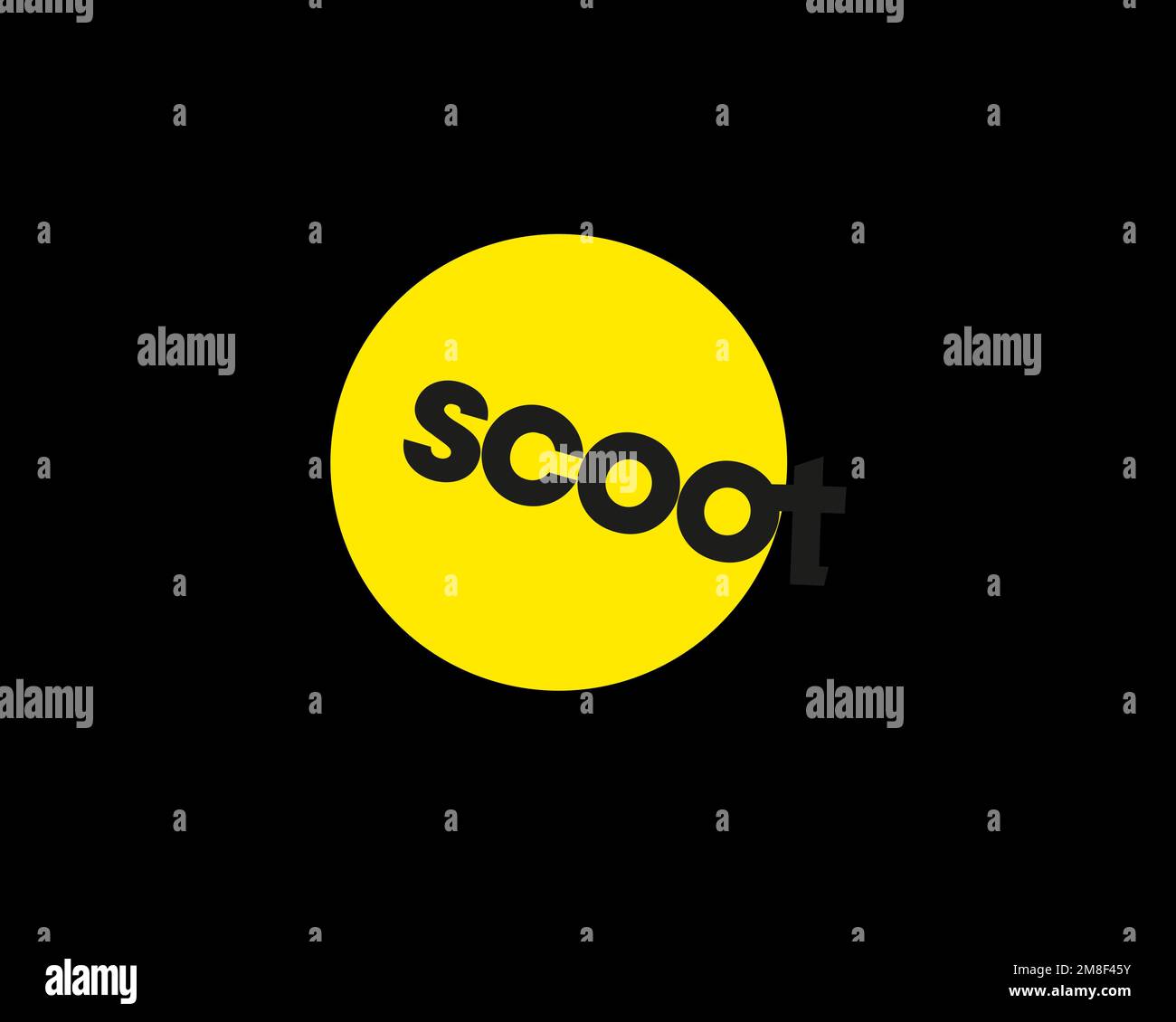 Scoot, rotated logo, black background B Stock Photo - Alamy