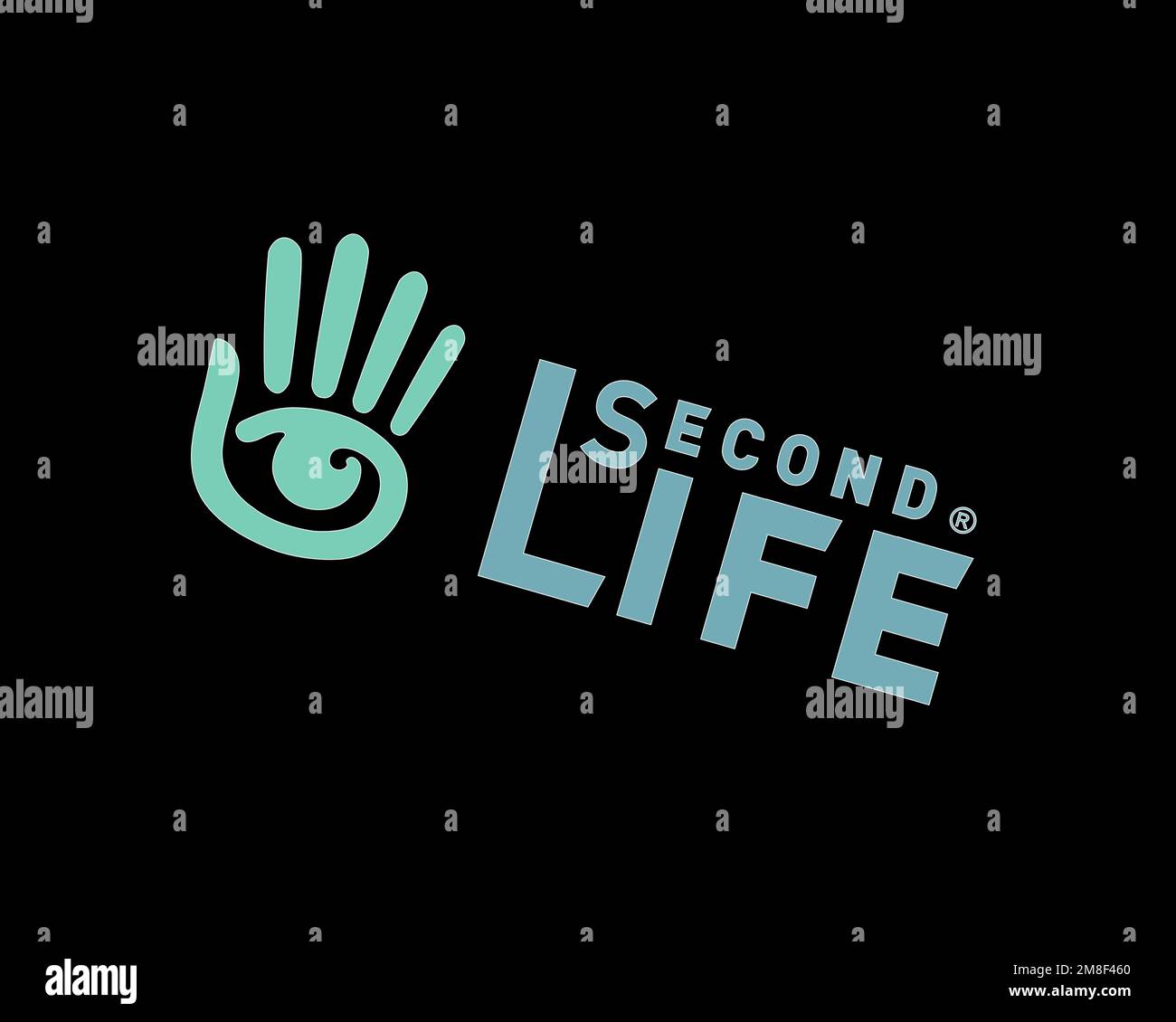 Second Life, rotated logo, black background B Stock Photo - Alamy