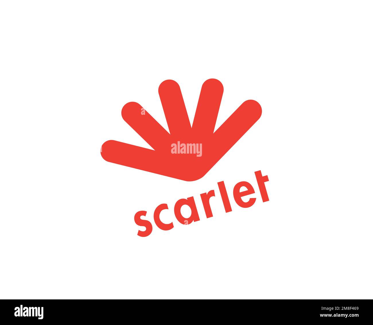 Scarlet company, rotated logo, white background Stock Photo - Alamy