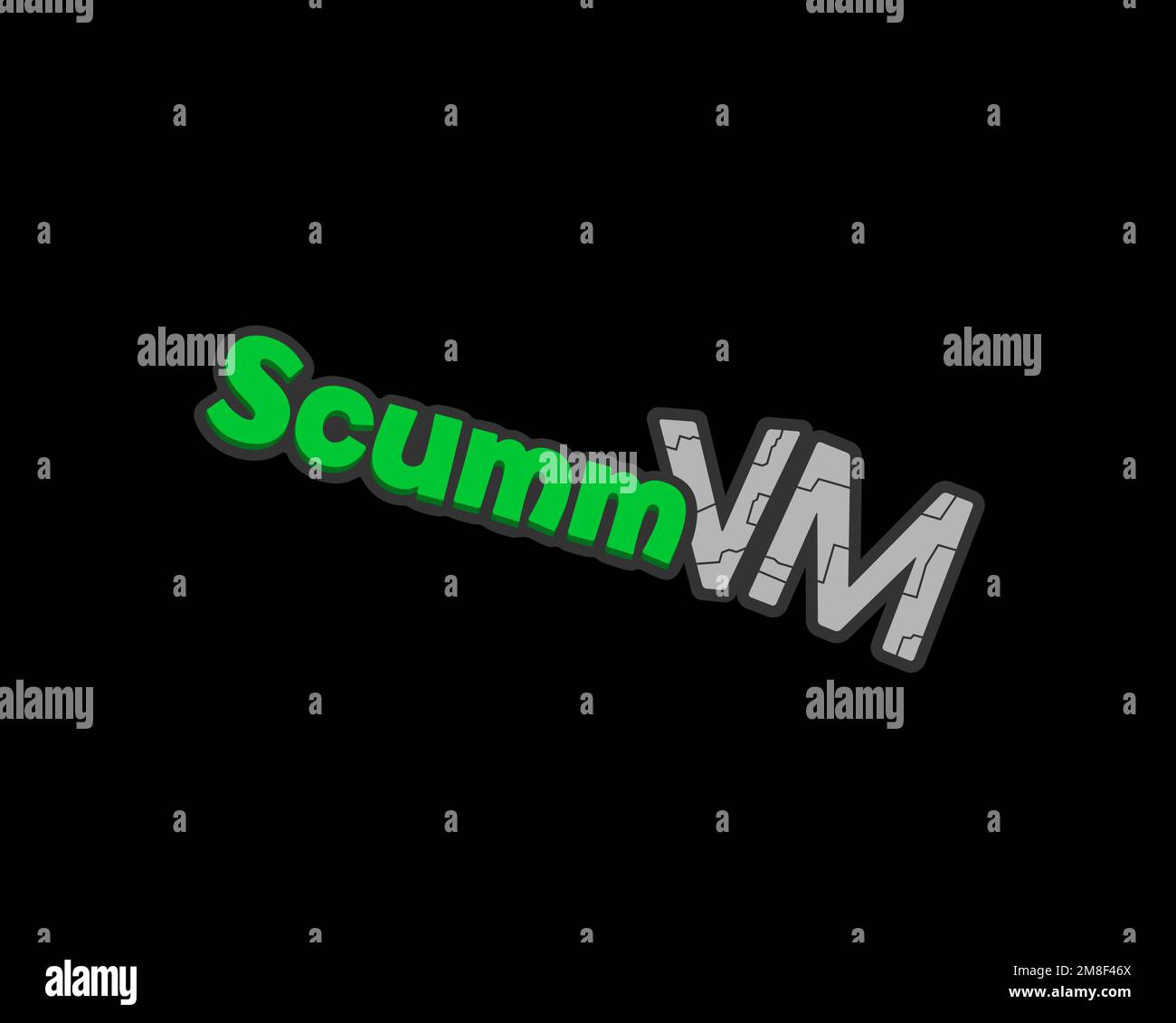 ScummVM, rotated logo, black background B Stock Photo - Alamy