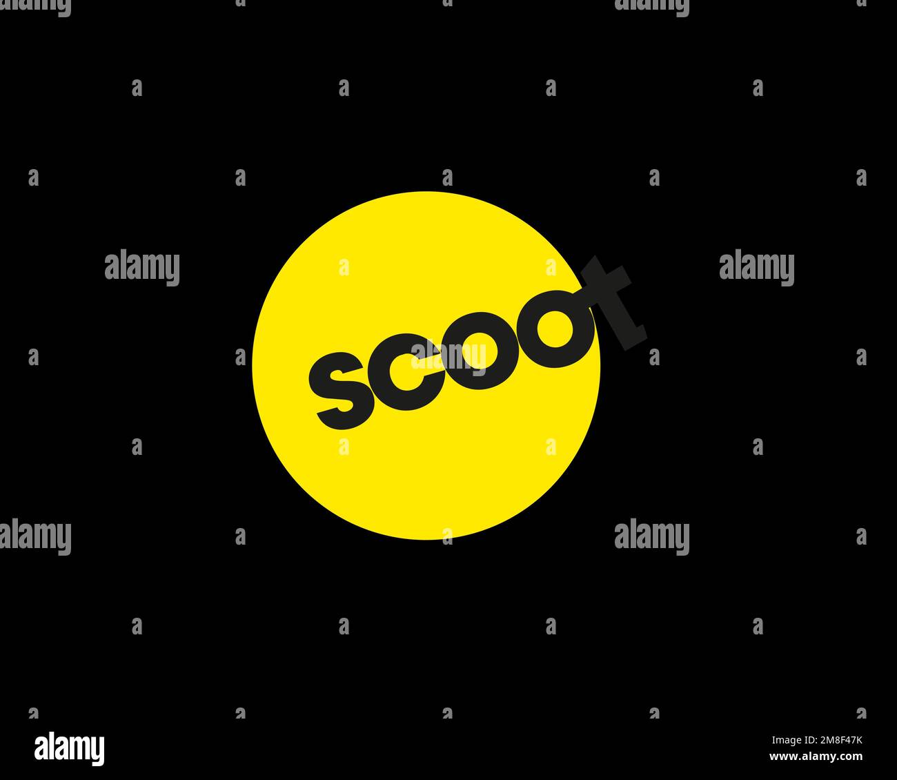 Scoot, rotated logo, black background Stock Photo - Alamy