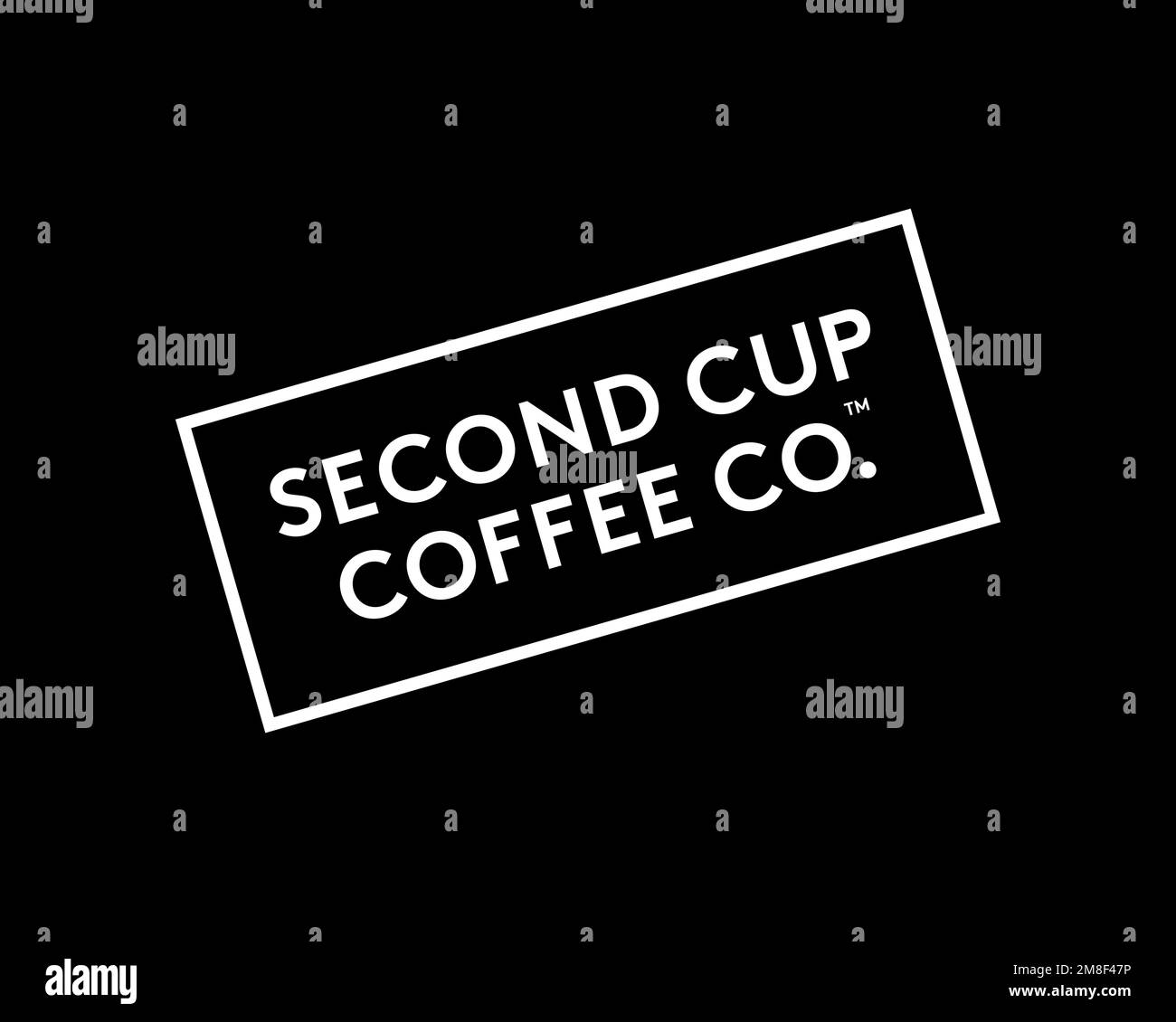 Second Cup, rotated logo, black background Stock Photo - Alamy