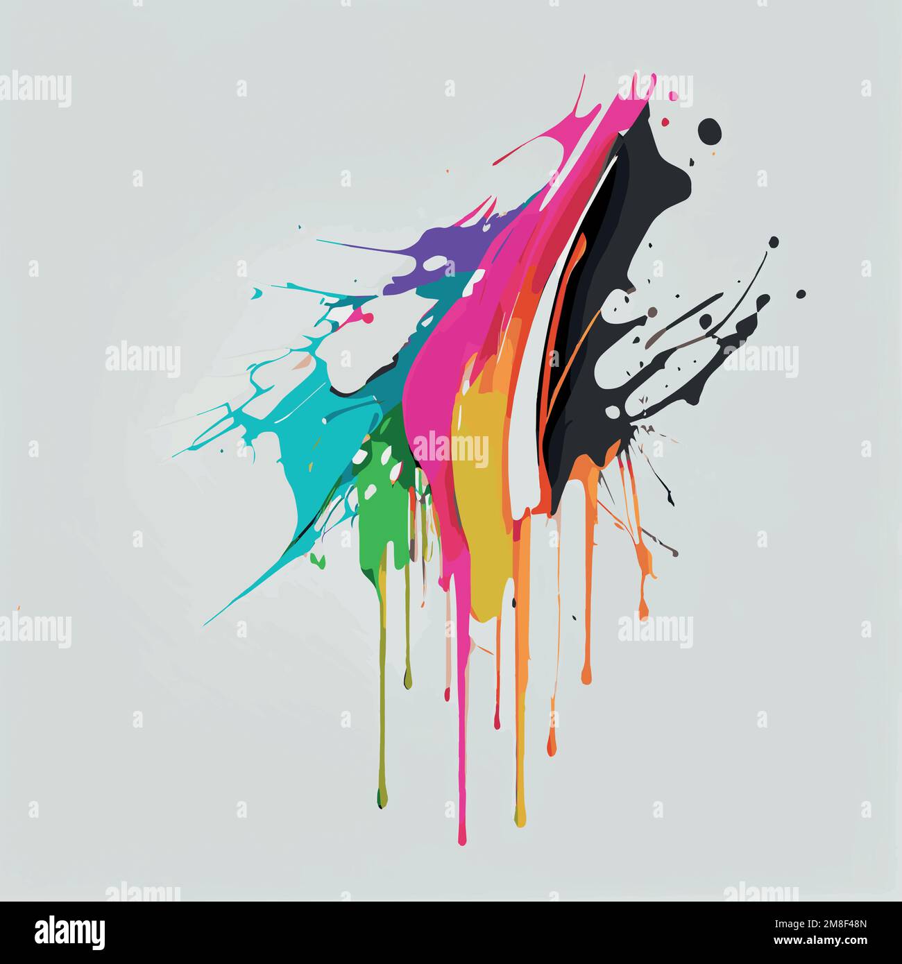 Smears, blots of colored paint on a white background, multicolored ...