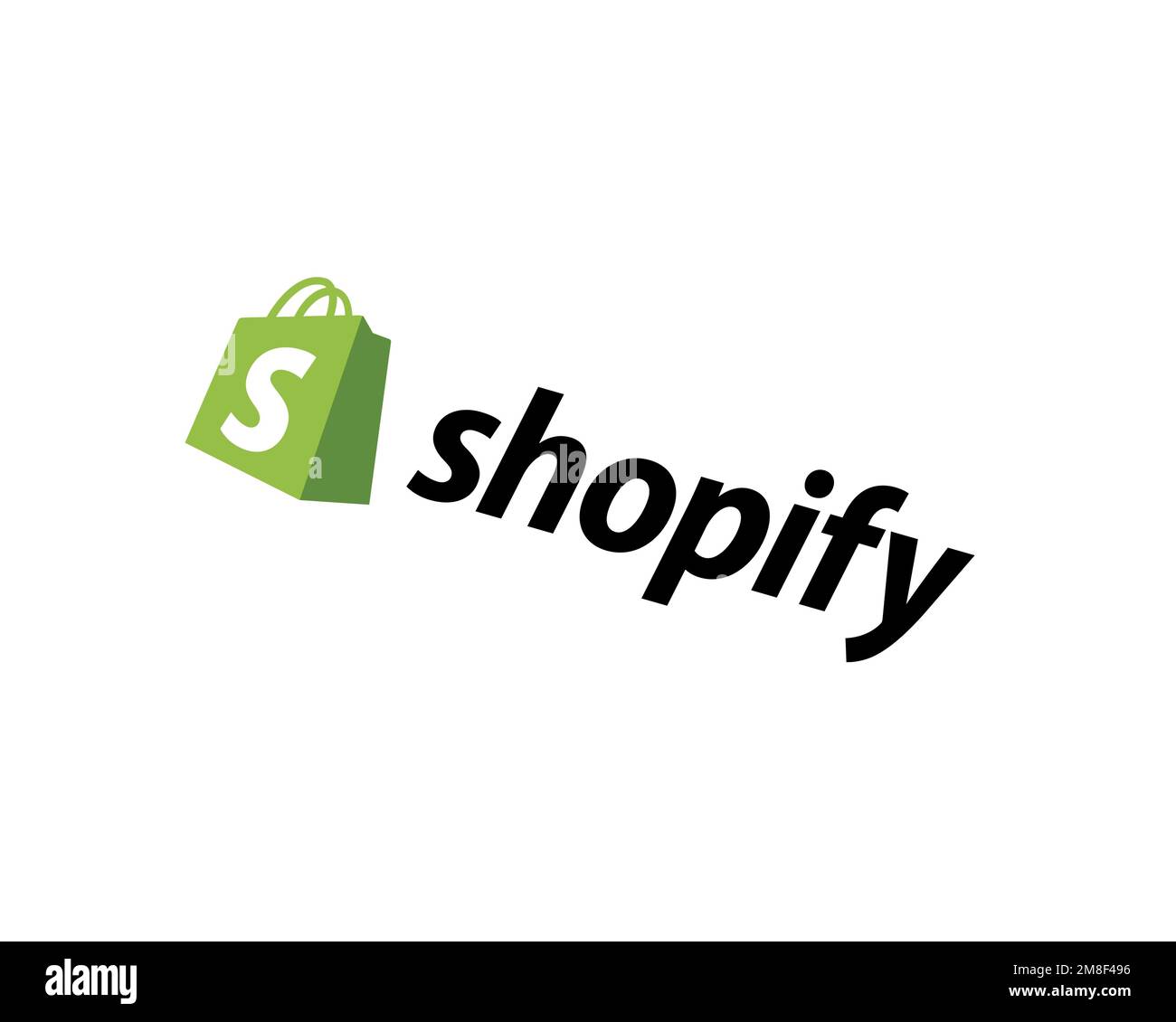 Shopify, rotated logo, white background B Stock Photo - Alamy