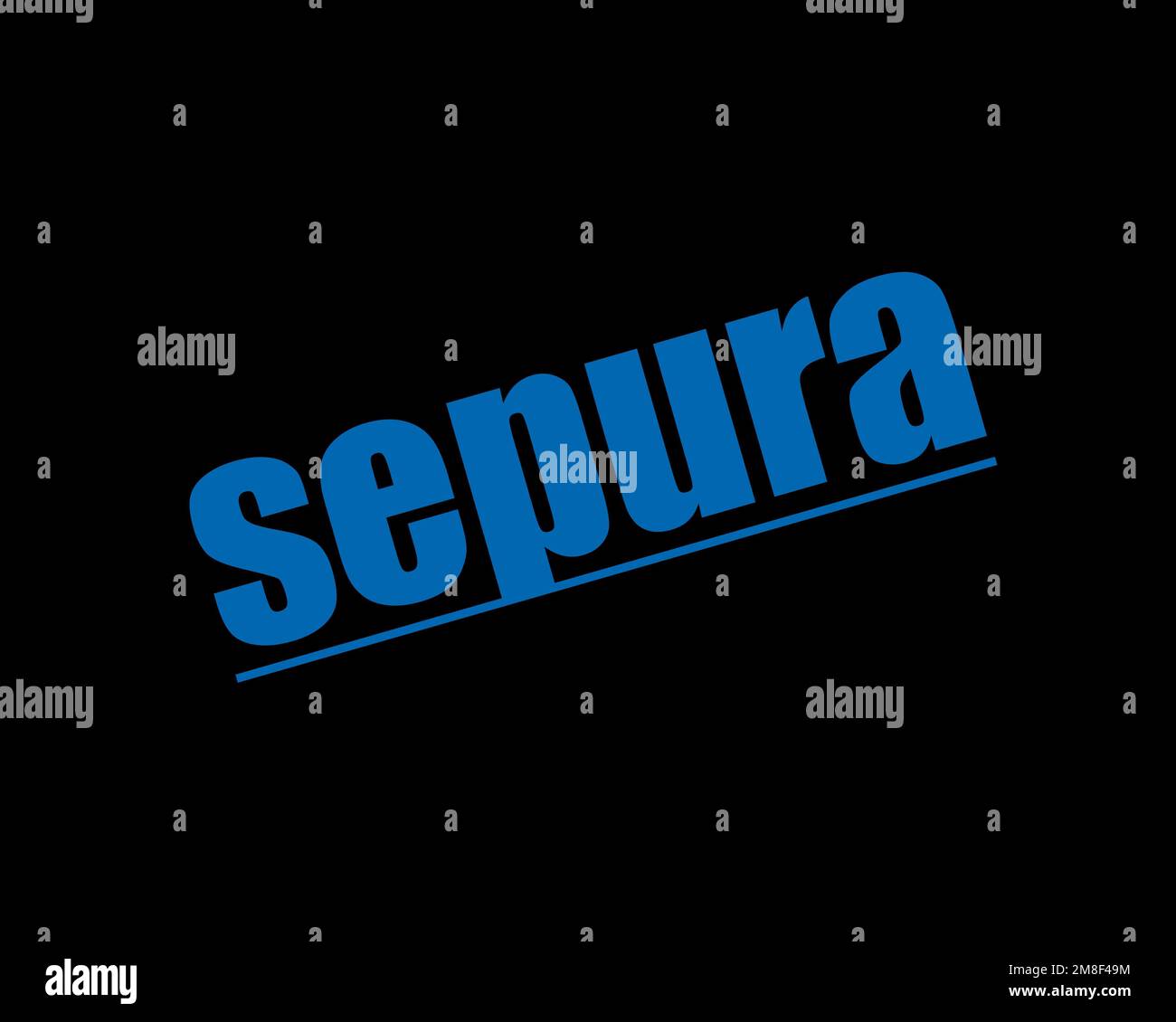 Sepura, rotated logo, black background Stock Photo - Alamy