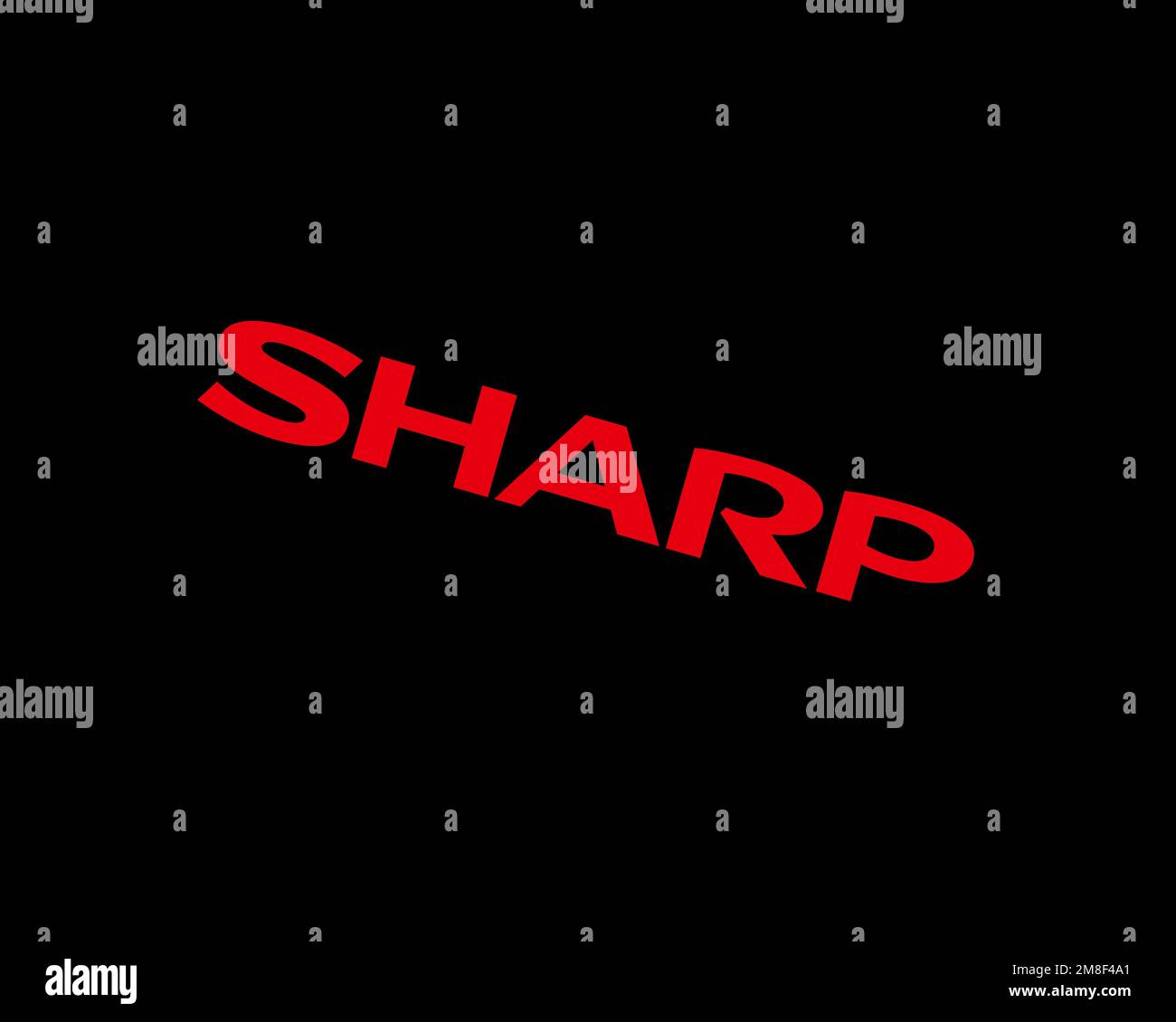 Sharp Solar, rotated logo, black background B Stock Photo - Alamy