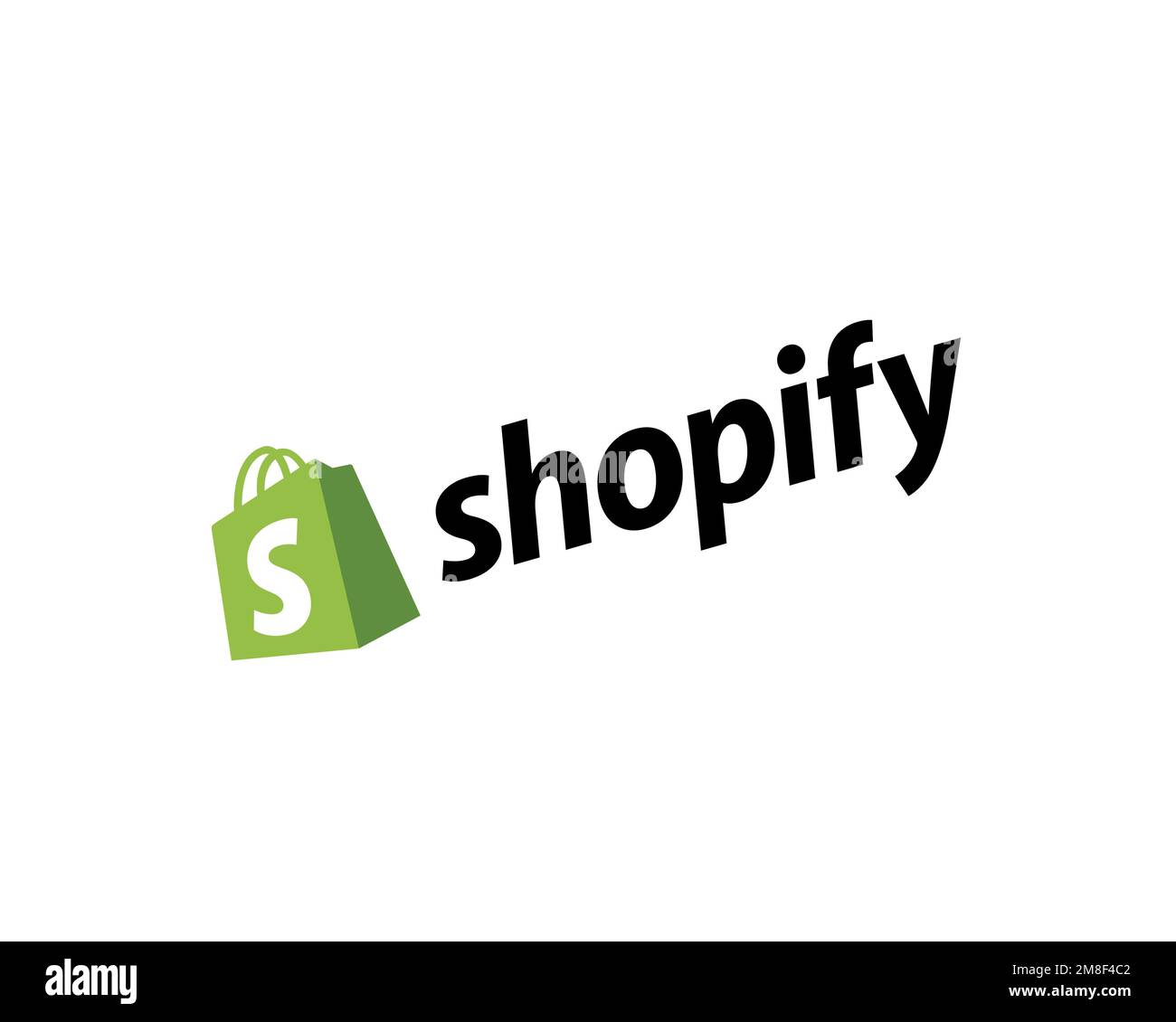Shopify, rotated logo, white background Stock Photo - Alamy