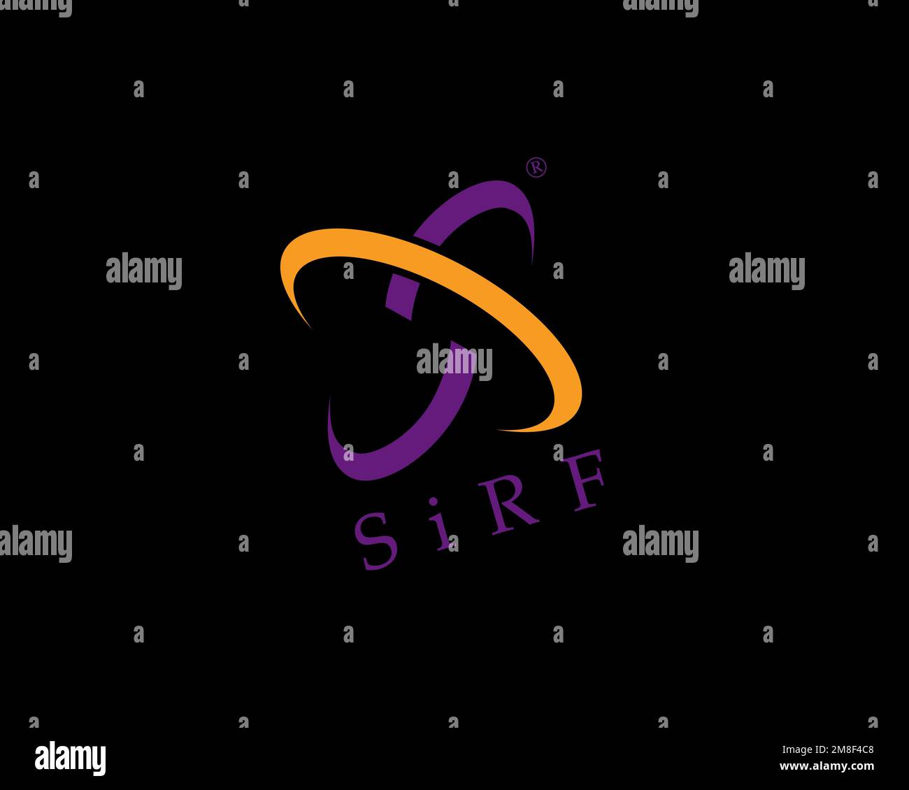 SiRF, rotated logo, black background Stock Photo - Alamy