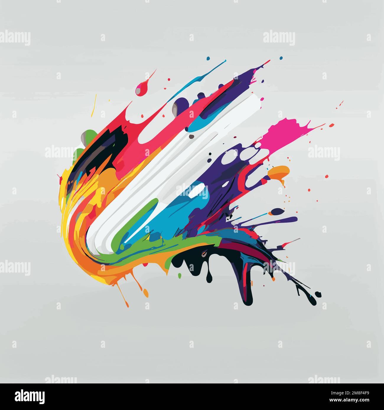 Smears, blots of colored paint on a white background, multicolored ...