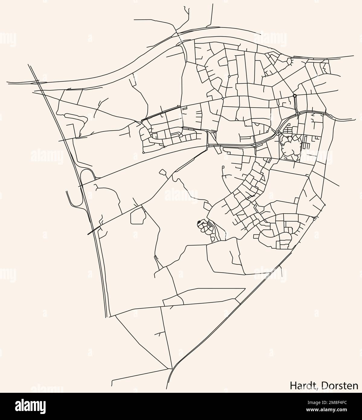 Street roads map of the HARDT DISTRICT, DORSTEN Stock Vector Image ...