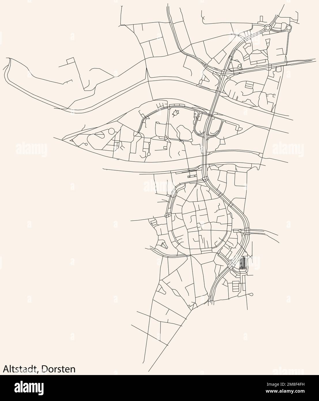 Street roads map of the ALTSTADT DISTRICT, DORSTEN Stock Vector Image ...