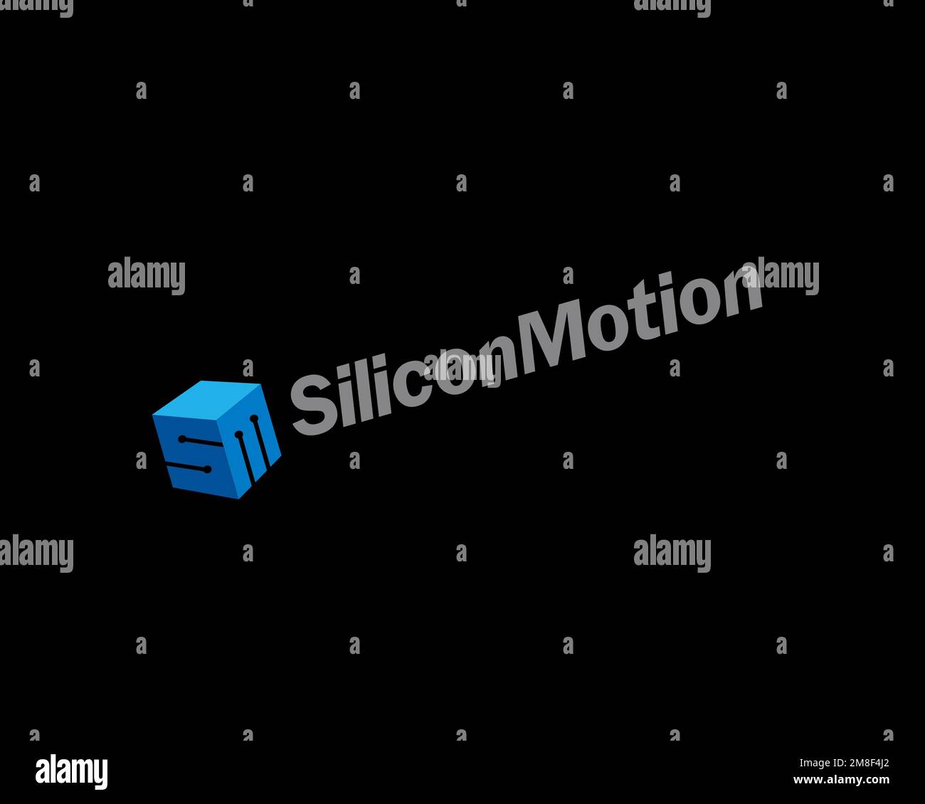Silicon Motion, rotated logo, black background Stock Photo - Alamy