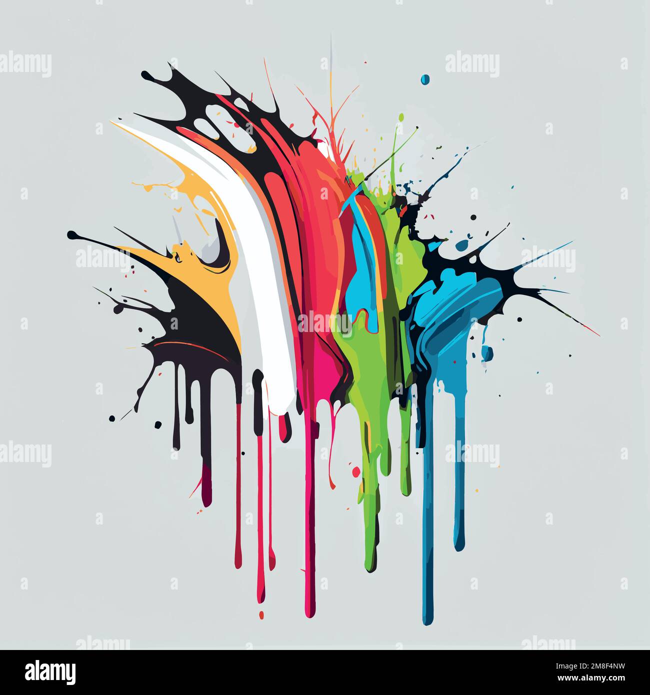 Smears, blots of colored paint on a white background, multicolored ...