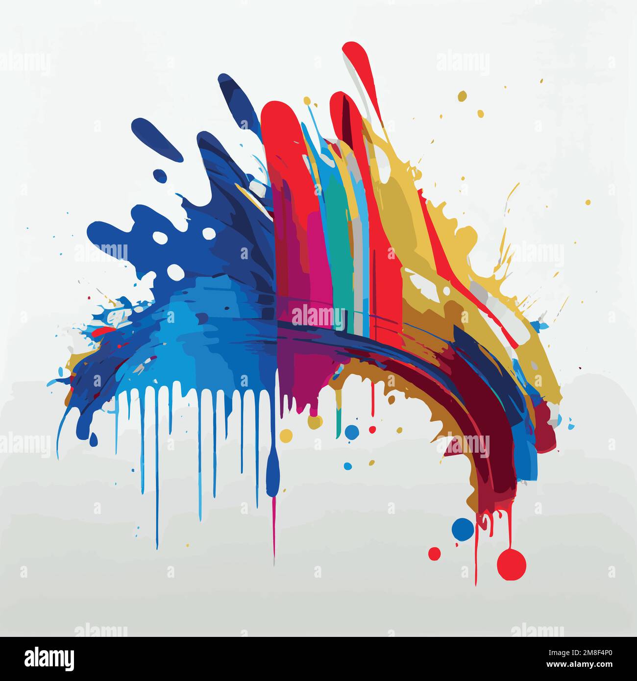 Smears, blots of colored paint on a white background, multicolored ...