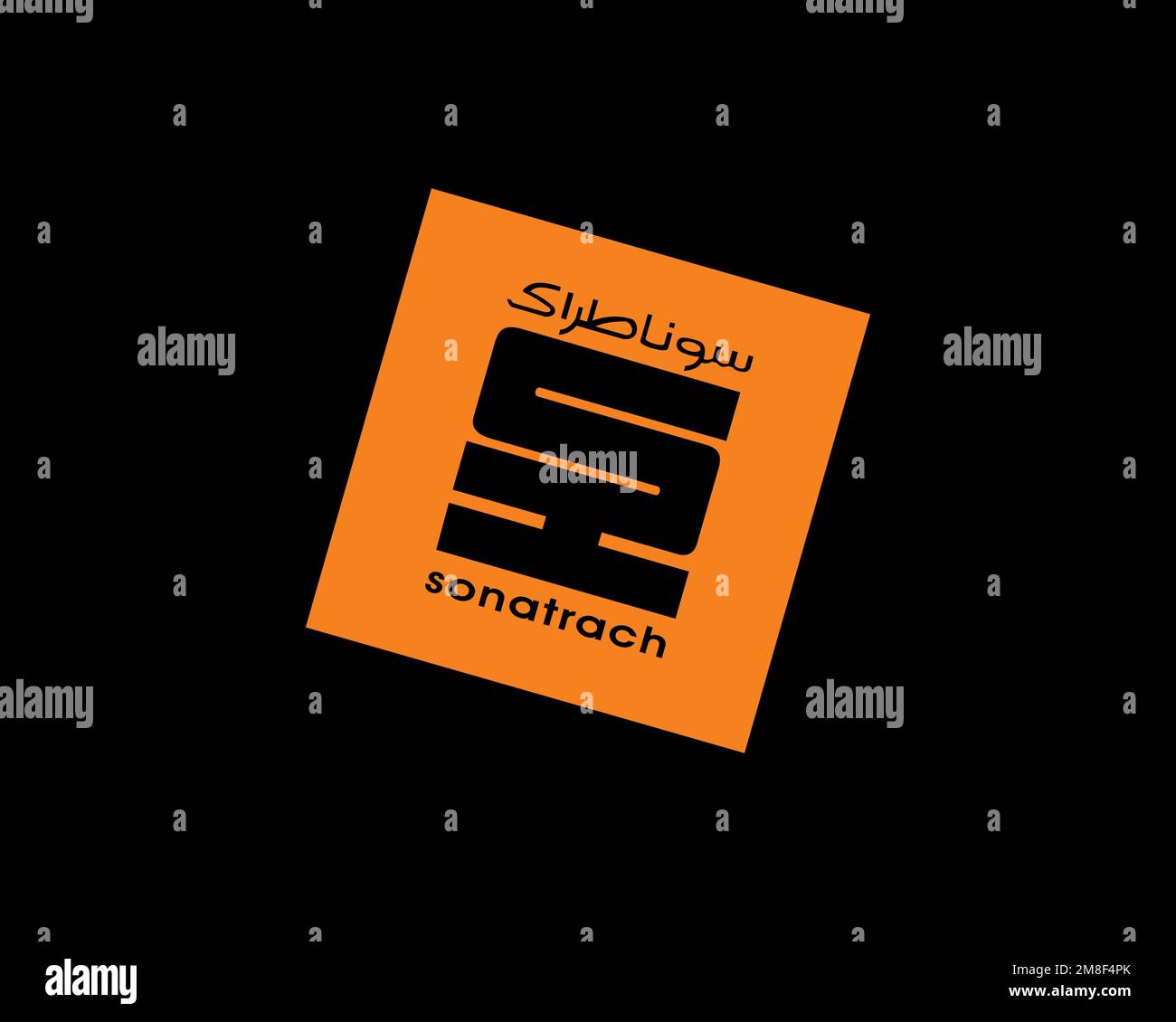 Sonatrach, rotated logo, black background B Stock Photo - Alamy