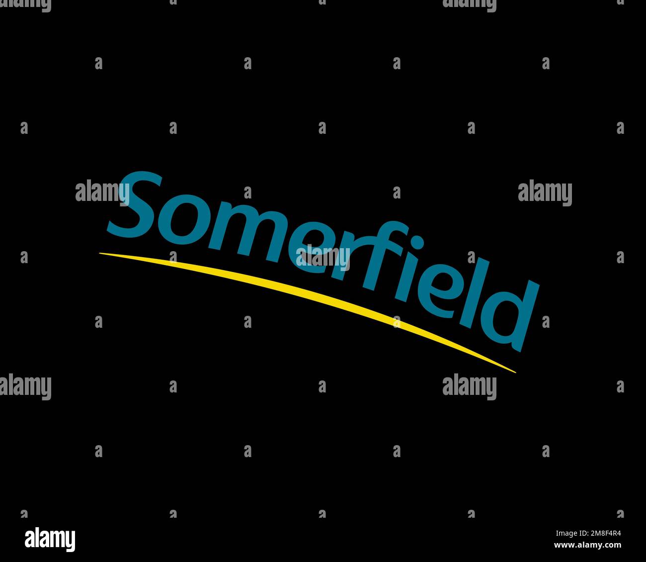 Somerfield, rotated logo, black background B Stock Photo - Alamy
