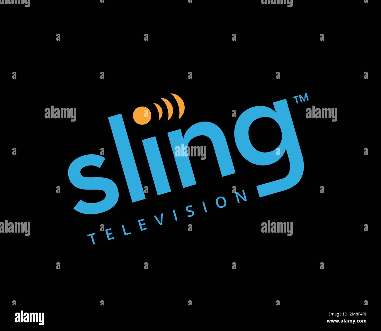 Sling TV, rotated logo, black background Stock Photo - Alamy