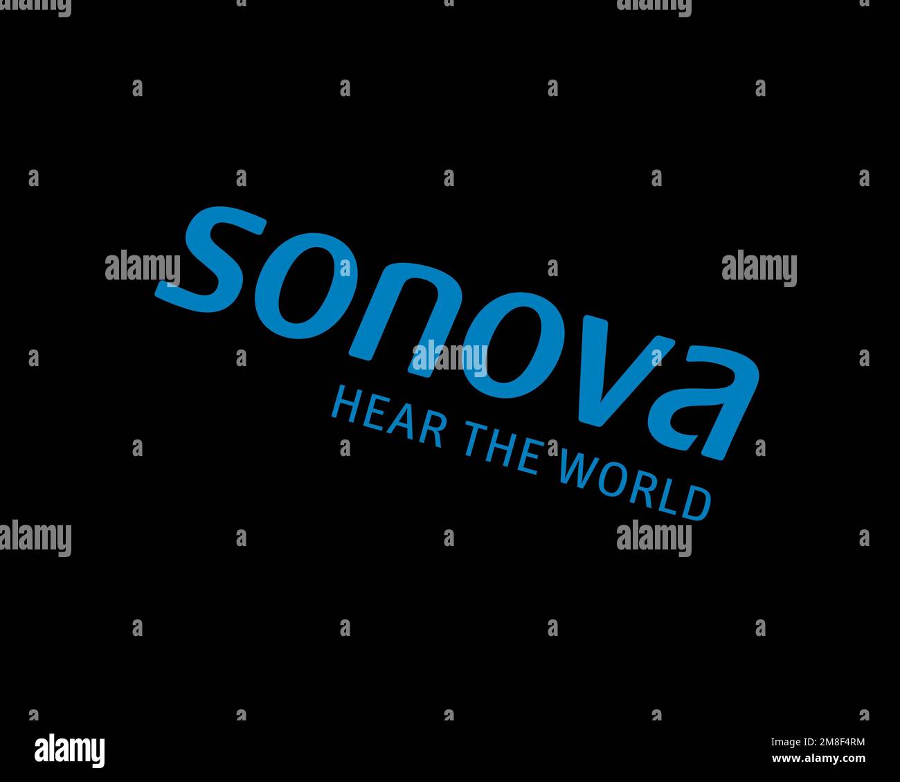 Sonova, rotated logo, black background B Stock Photo - Alamy