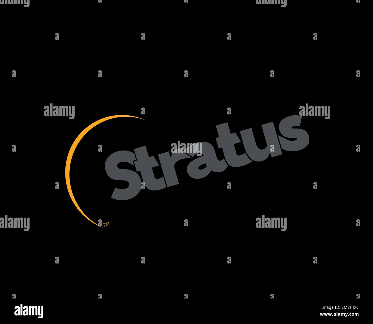 Stratus Technologies, rotated logo, black background Stock Photo - Alamy