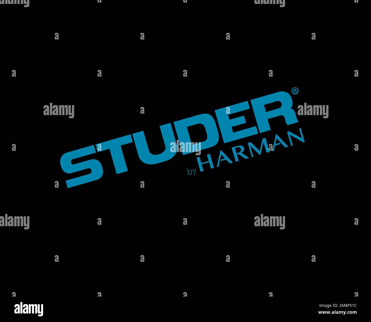 Studer, rotated logo, black background Stock Photo - Alamy