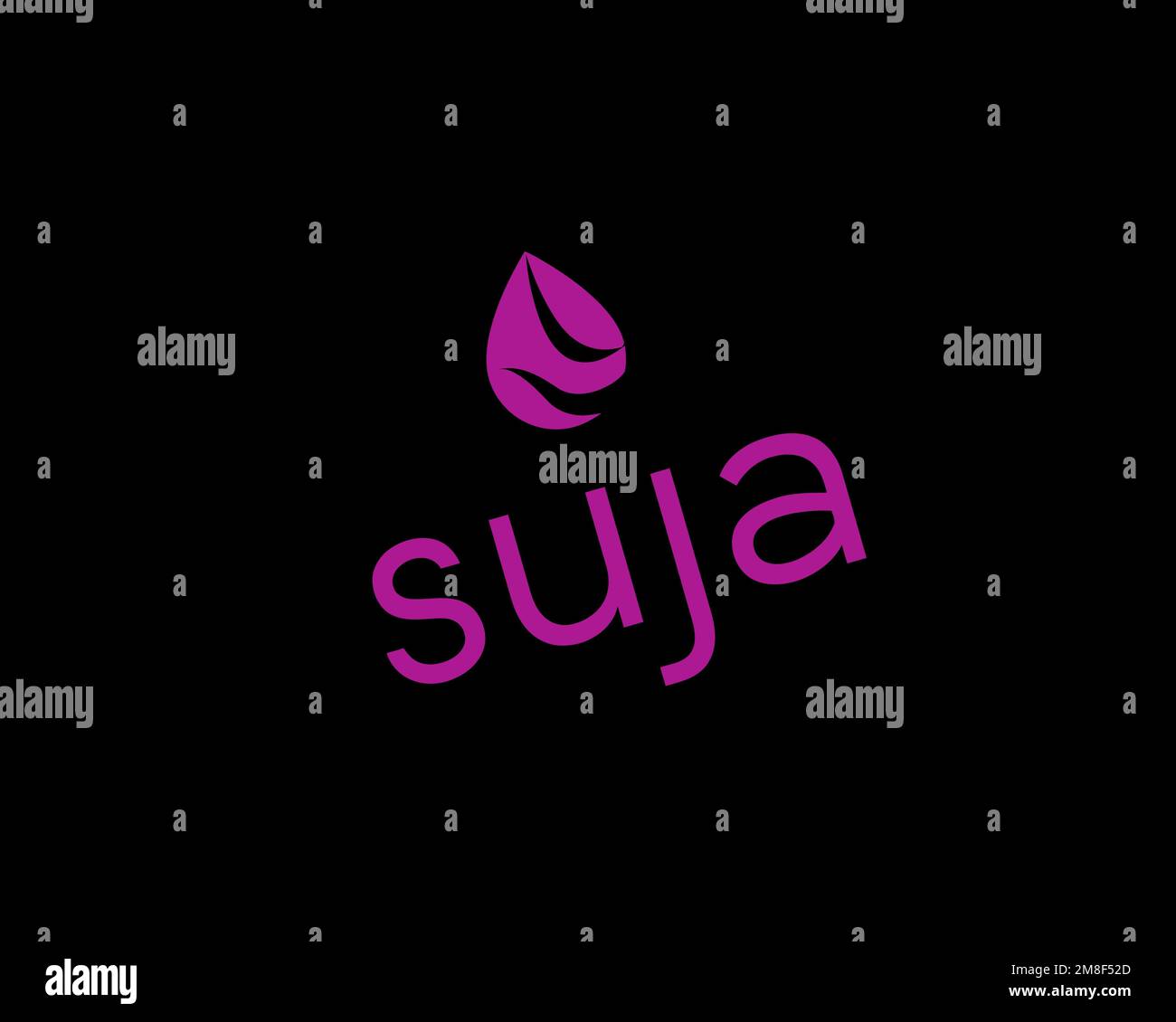 Suja Juice, rotated logo, black background Stock Photo - Alamy