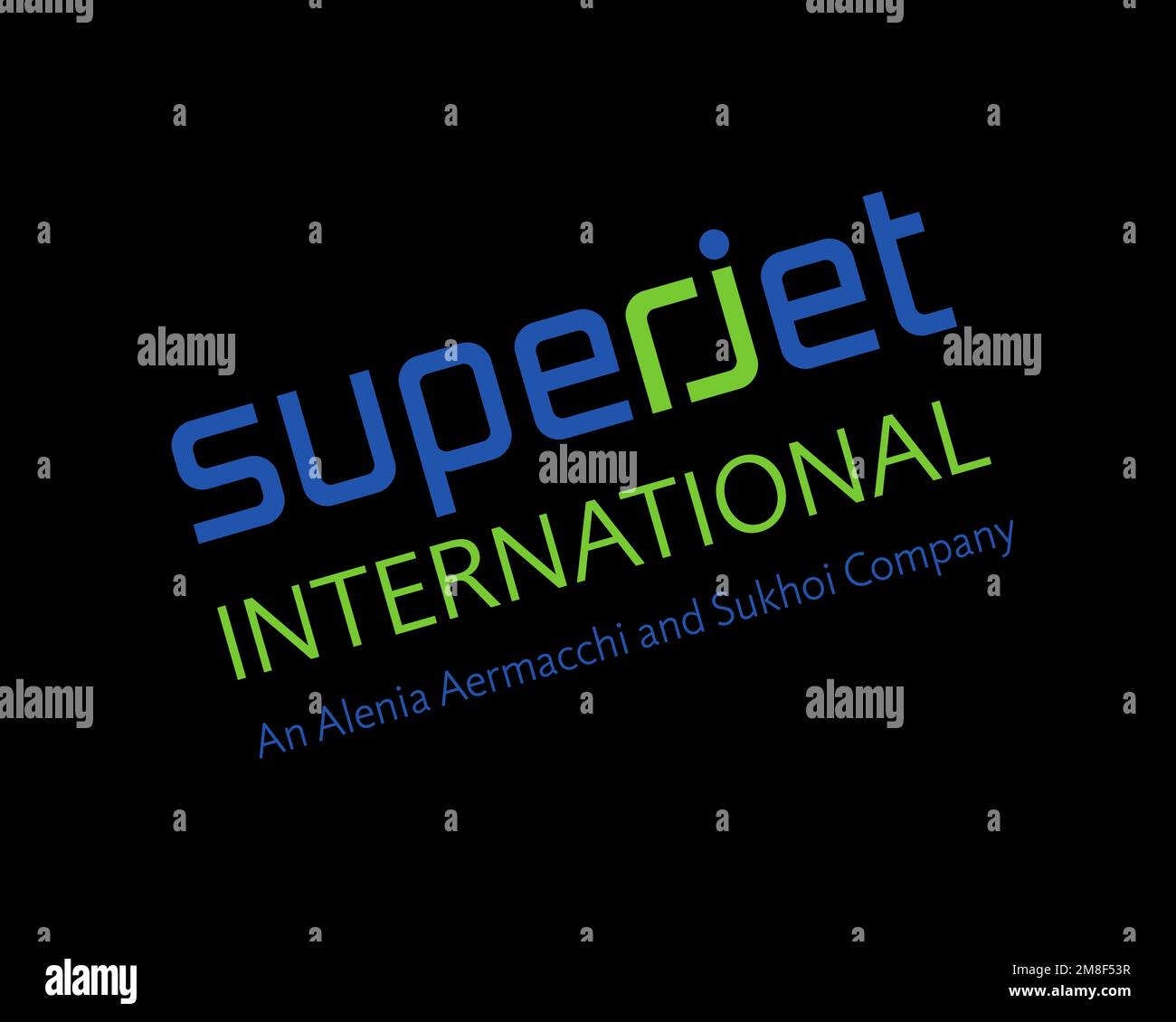 SuperJet International, rotated logo, black background Stock Photo - Alamy