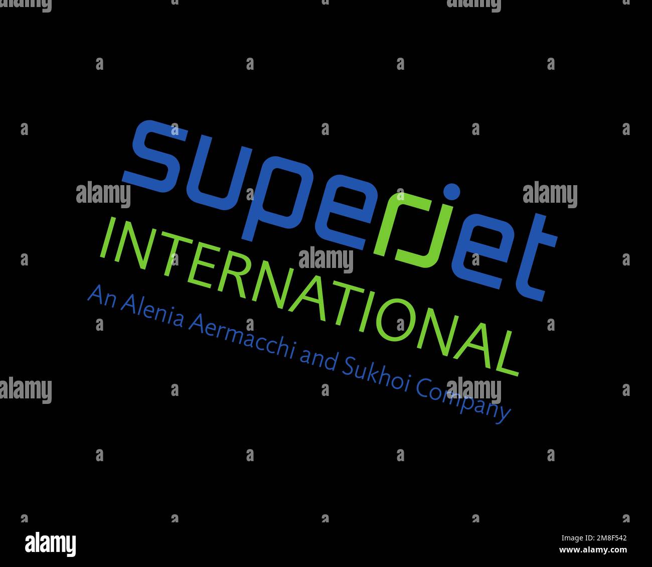 SuperJet International, rotated logo, black background B Stock Photo ...