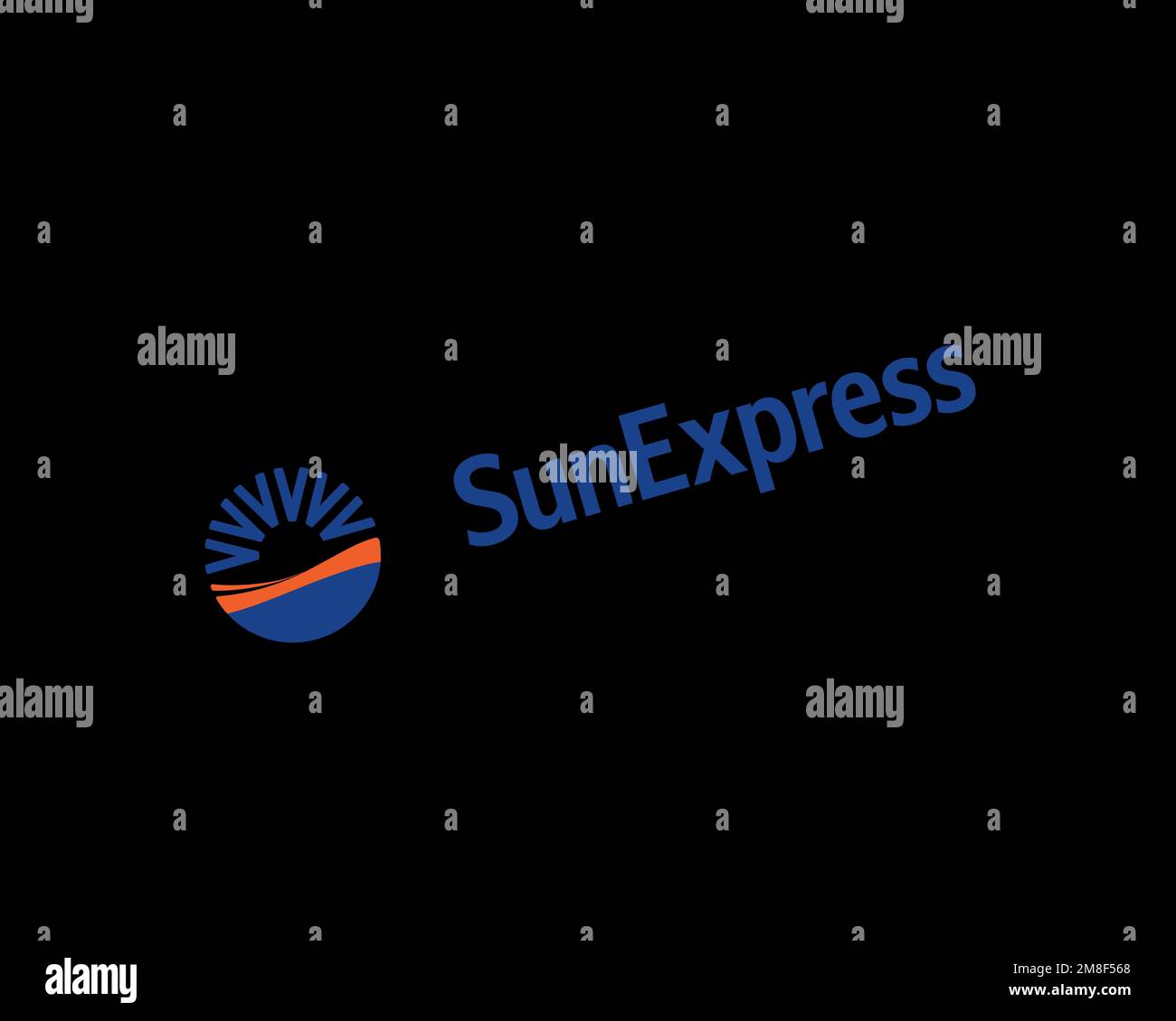 SunExpress, rotated logo, black background Stock Photo - Alamy
