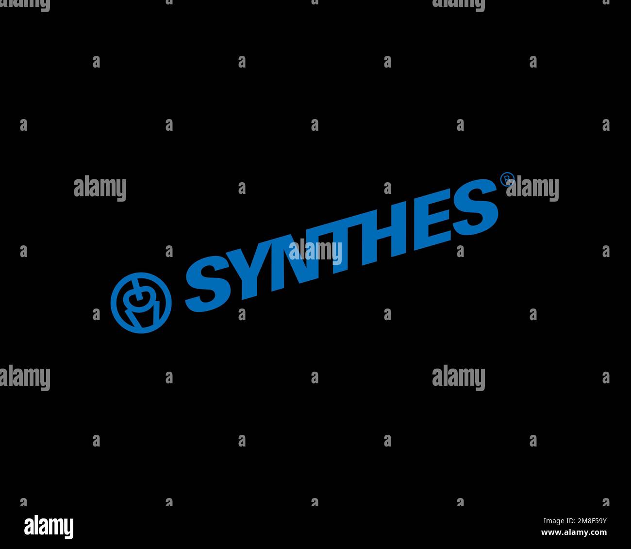 Synthes, rotated logo, black background Stock Photo - Alamy