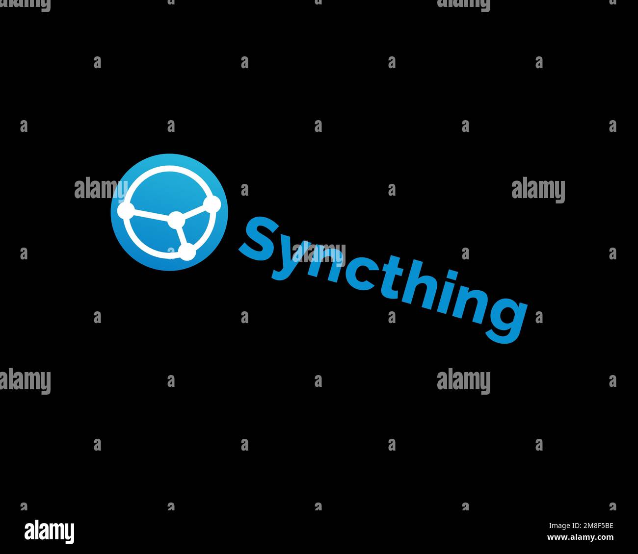 Syncthing, rotated logo, black background B Stock Photo - Alamy