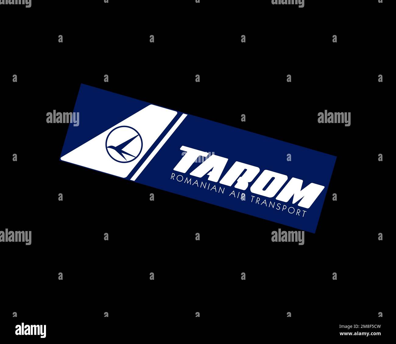 TAROM, rotated logo, black background B Stock Photo - Alamy