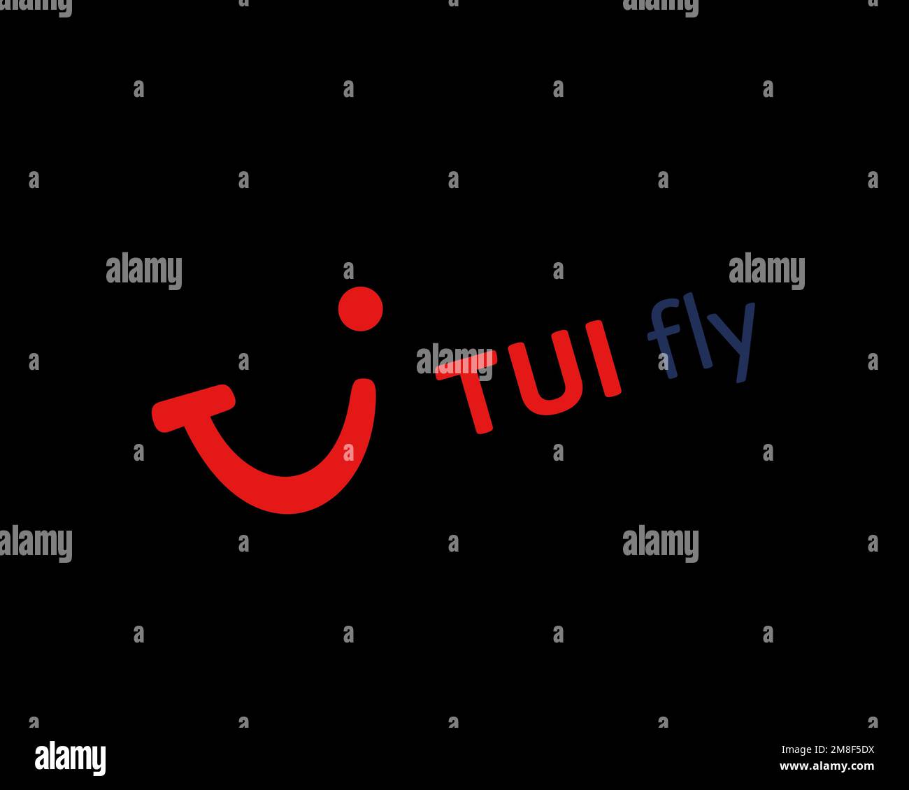 TUI fly Netherlands, rotated logo, black background Stock Photo - Alamy