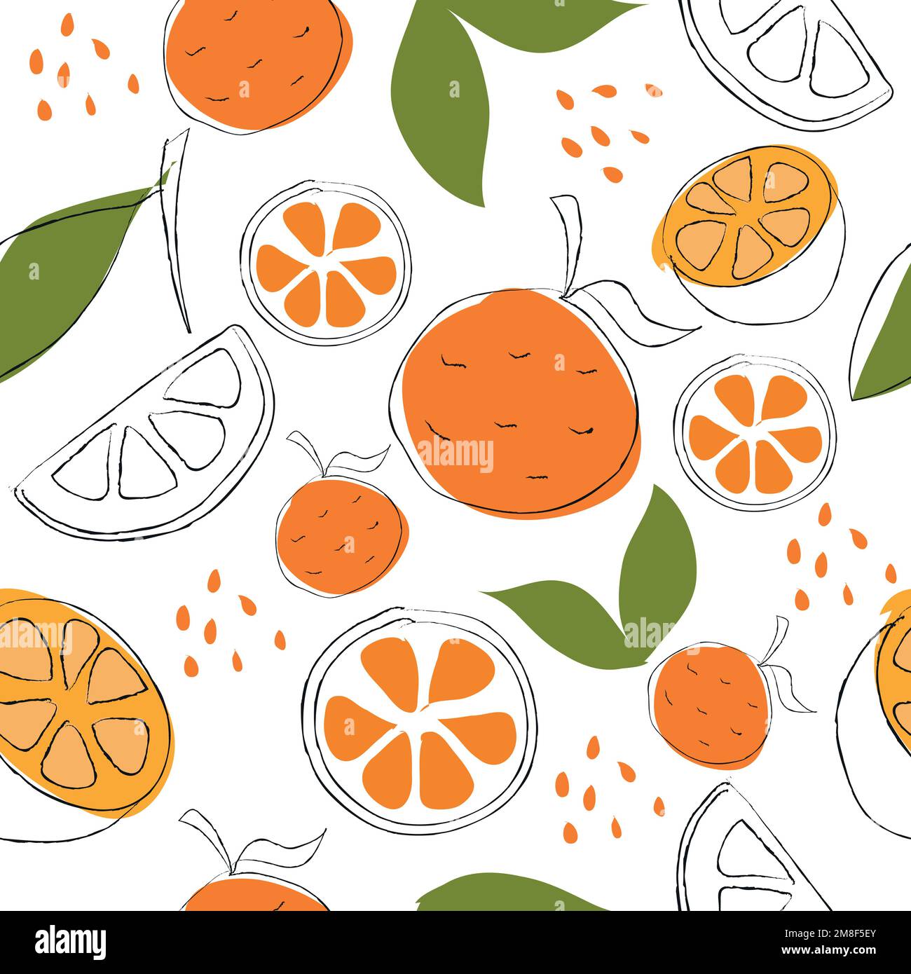 Seamless pattern on handmade abstract fruit drawings. Contemporary ...