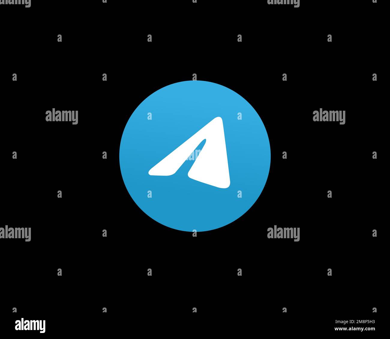 Telegram software, rotated logo, black background Stock Photo - Alamy