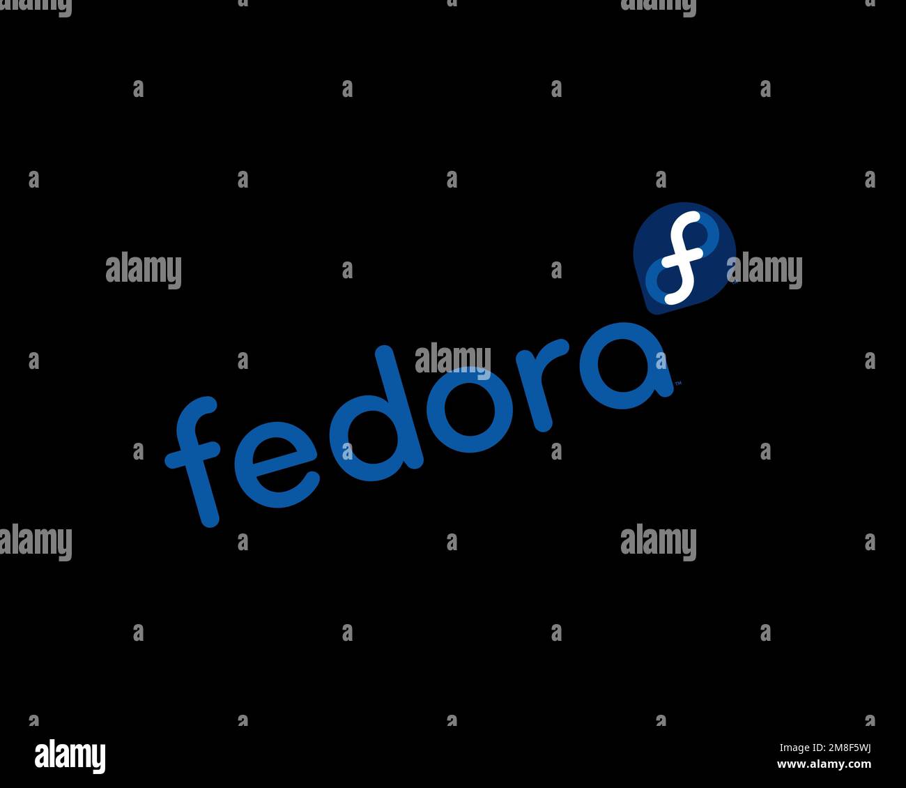 The Fedora Project, rotated logo, black background Stock Photo - Alamy