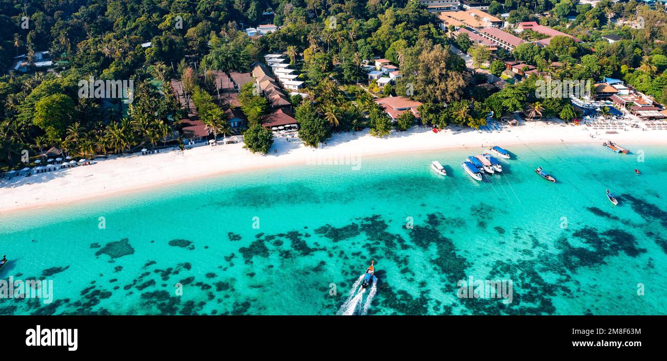Aerial view of Pattaya Beach in Koh Lipe, Satun, Thailand Stock Photo ...