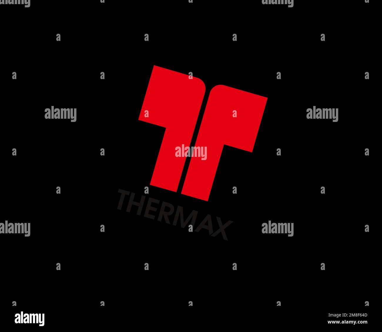 Thermax, rotated logo, black background B Stock Photo - Alamy