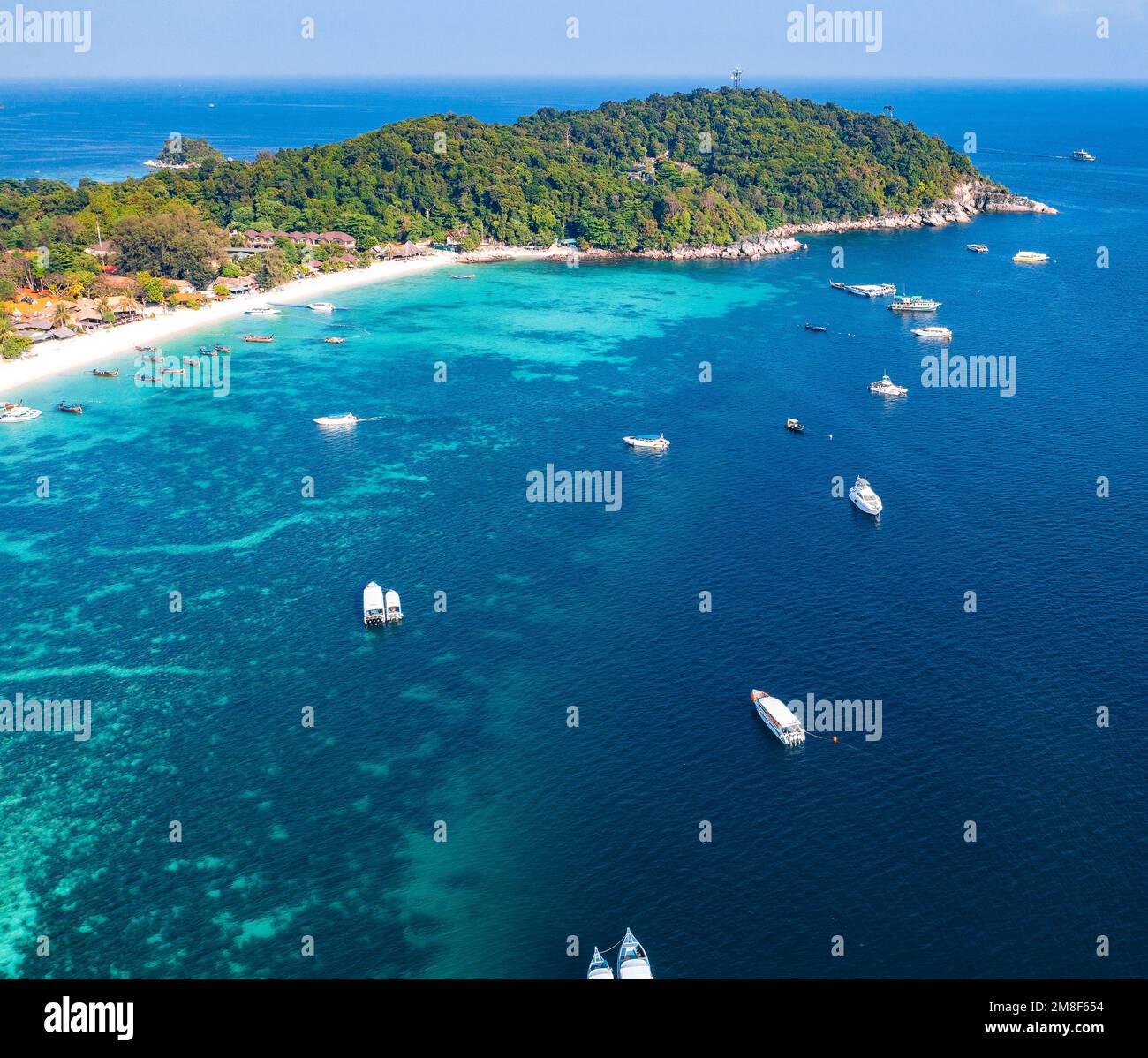 Aerial view of Pattaya Beach in Koh Lipe, Satun, Thailand Stock Photo ...