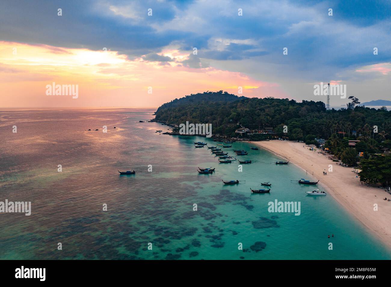 Aerial view of Pattaya Beach in Koh Lipe, Satun, Thailand Stock Photo ...