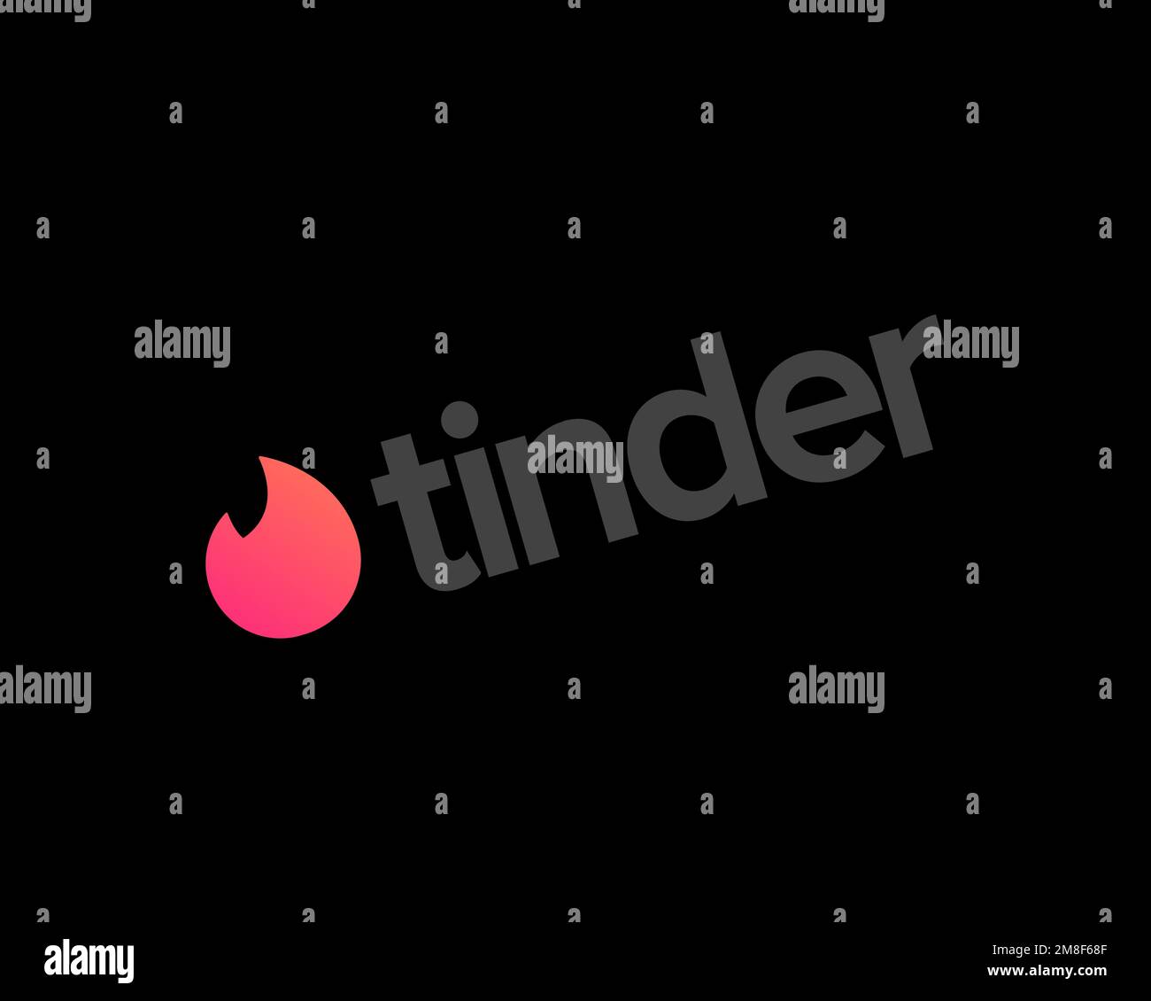 Tinder app, rotated logo, black background Stock Photo - Alamy