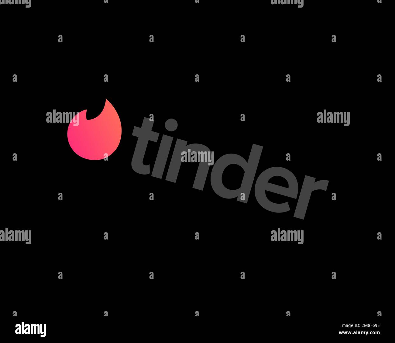 Tinder app, rotated logo, black background B Stock Photo - Alamy