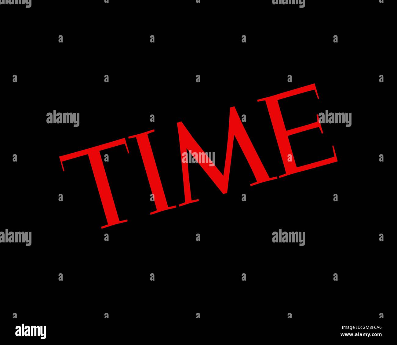 Time magazine, rotated logo, black background Stock Photo - Alamy