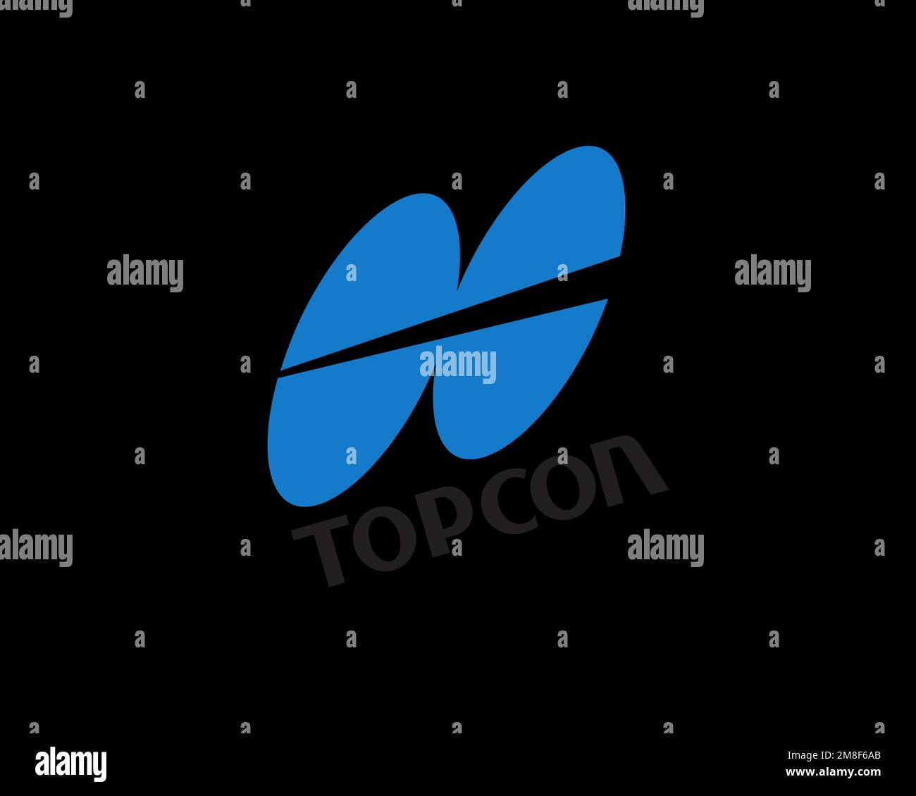 Topcon, rotated logo, black background Stock Photo - Alamy